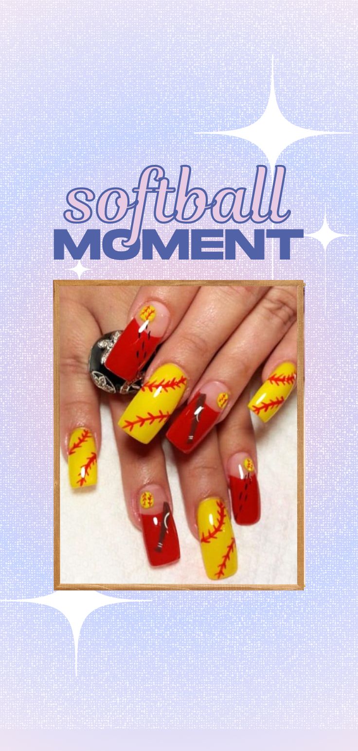 👇🏼15 softball nail designs to get ready for the game!*Simple to elaborate!*