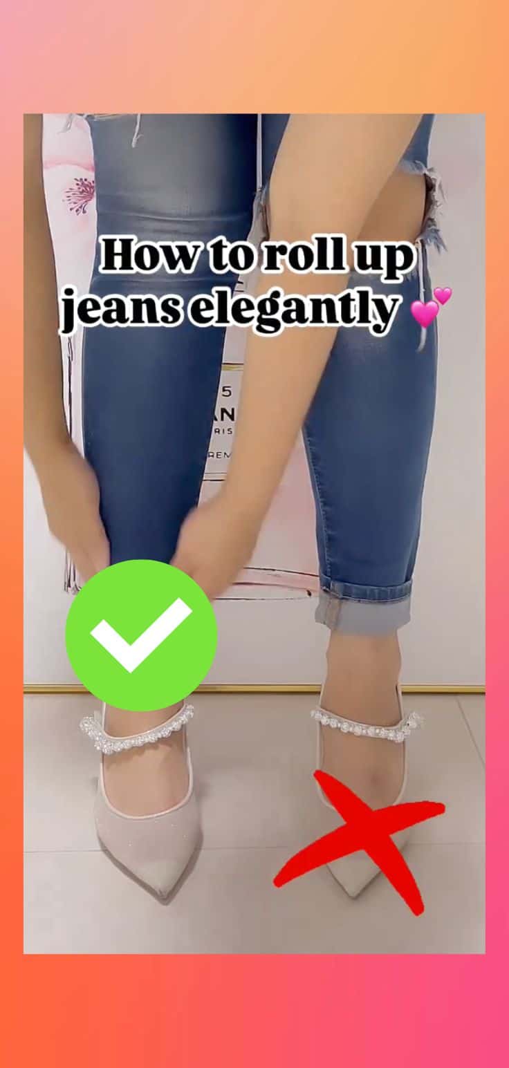 How to roll up long jeans? 5 classy hacks! (Not what you think)🙂‍↔️👇